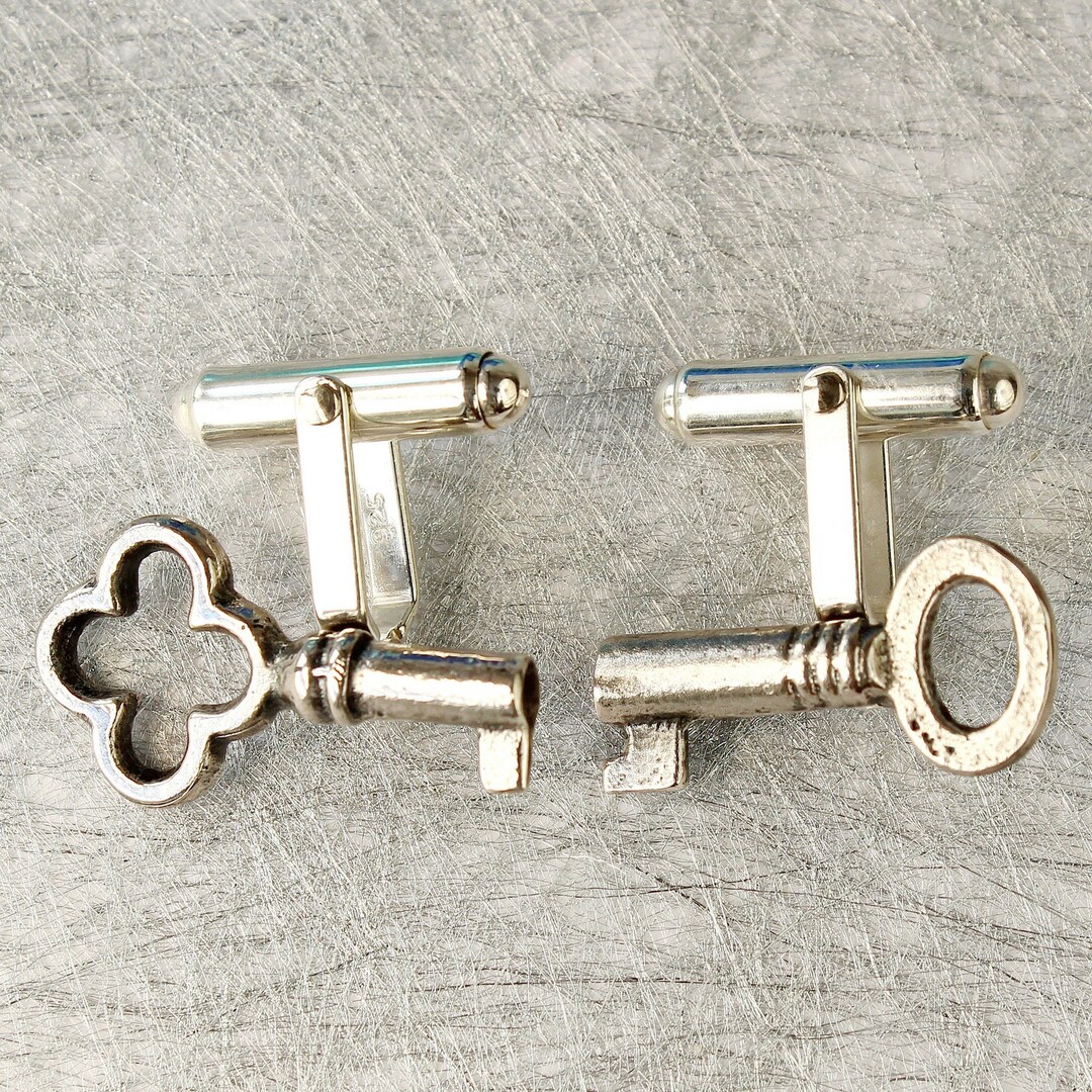 Handmade Solid Sterling Silver Key Cufflinks Mismatched Keys - Etsy