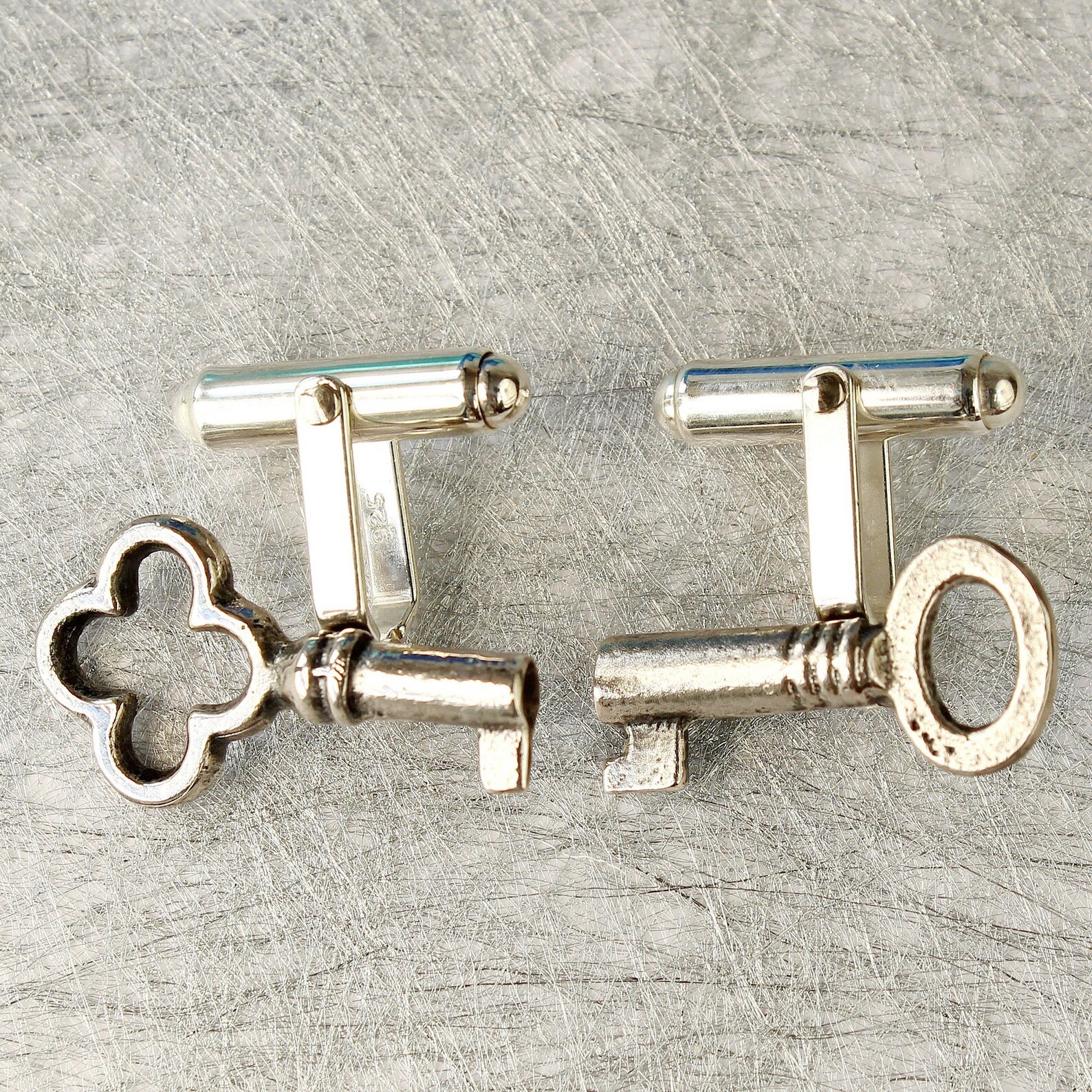 Handmade Solid Sterling Silver Key Cufflinks Mismatched Keys - Etsy