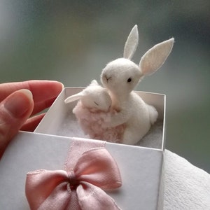 Baby Rabbit and Mommy Bunny, Hand Made Artist Bunnies in Beautiful Gift ...