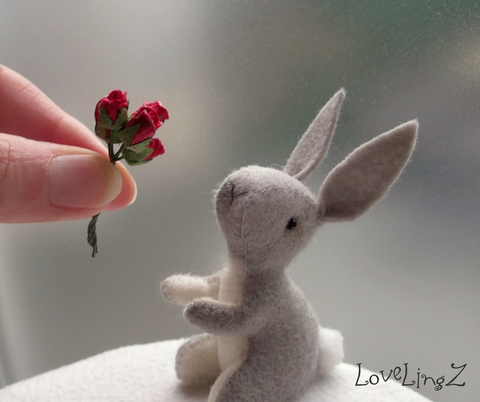Rabbit With Roses Artist Felt Bunny in Lovely Gift Box - Etsy