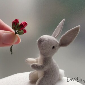 Rabbit With Roses , Artist Felt Bunny in Lovely Gift Box, Lovelingz ...