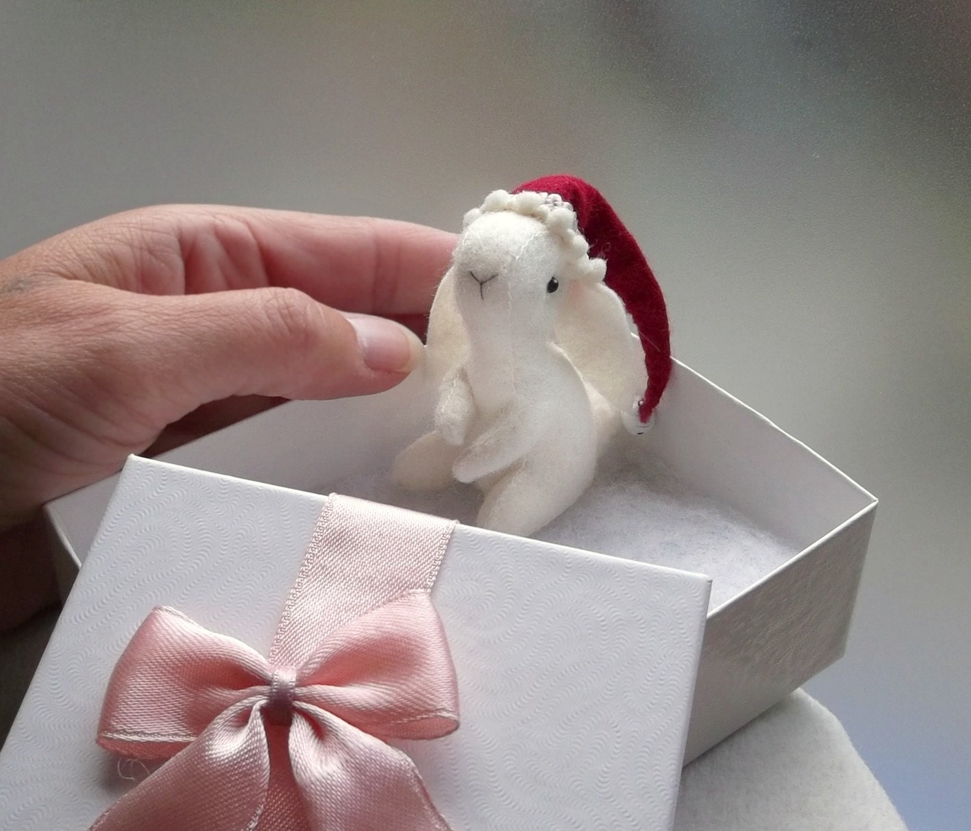 Santa Bunny White Felt Rabbit Elven Fairy Christmas Hat - Etsy