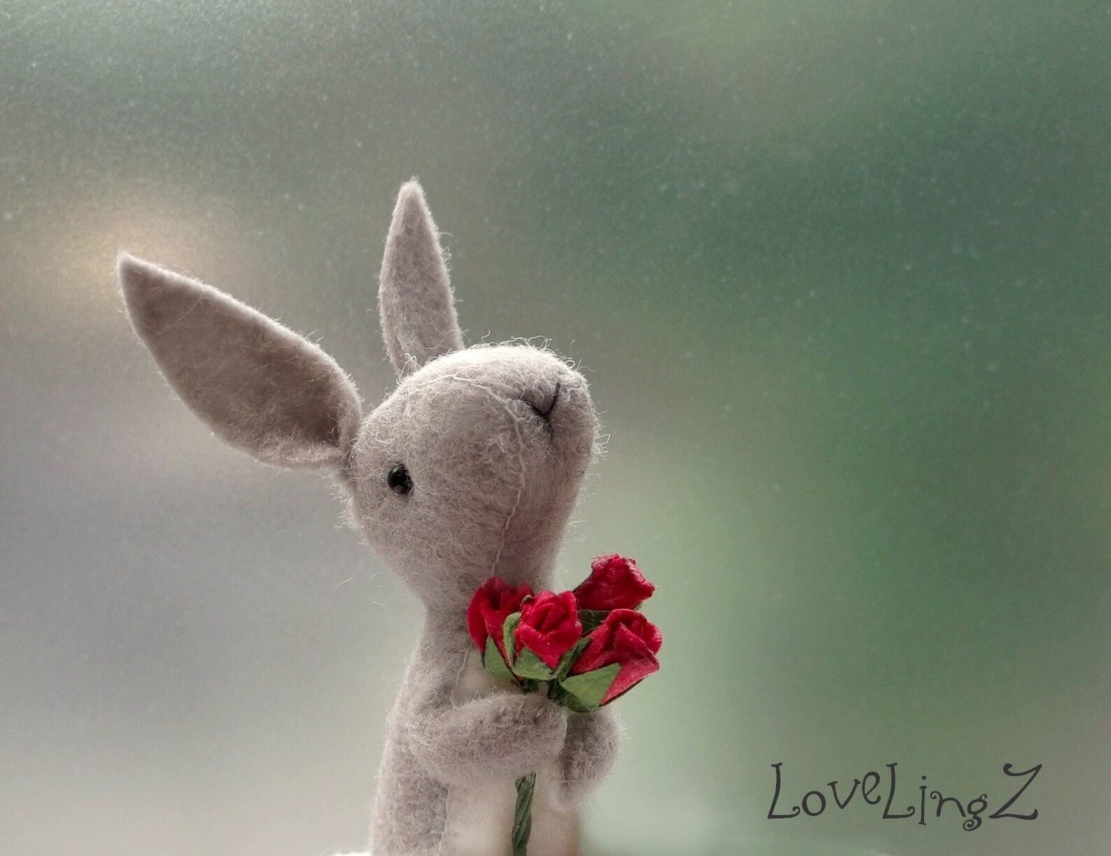 Rabbit With Roses Artist Felt Bunny in Lovely Gift Box - Etsy