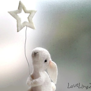 Peace Bunny, Felt Mini Rabbit With Star of Hope - Made to Order for You ...
