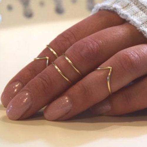 5 Gold Knuckle Rings Gold Ring Set Gold Stacking Rings | Etsy