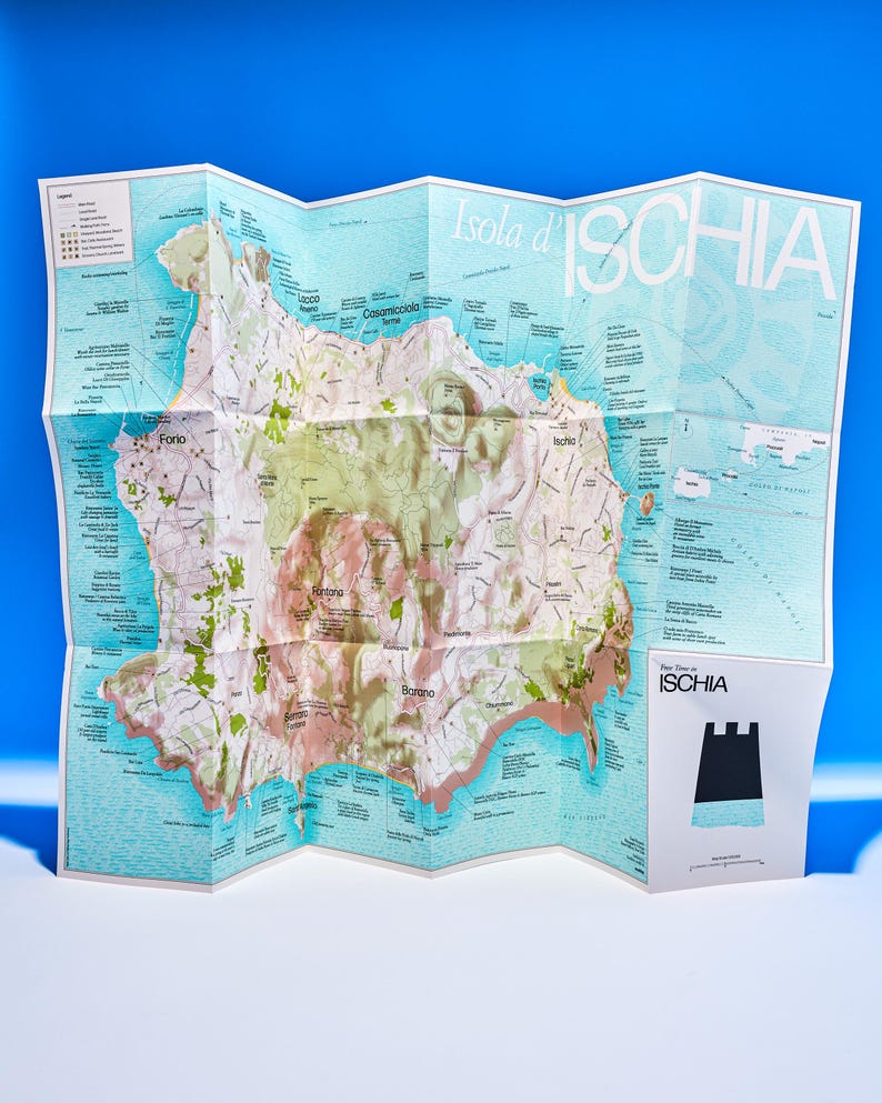 Ischia Italy Travel Map and Guide - Etsy
