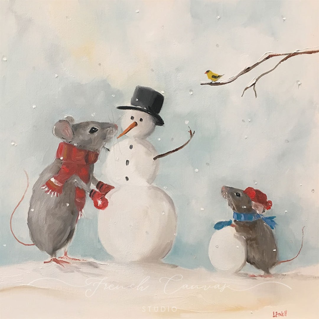 The Jolly Snowman - 6 X 6 Fine Art Print, Giclee, Giclee Print ...