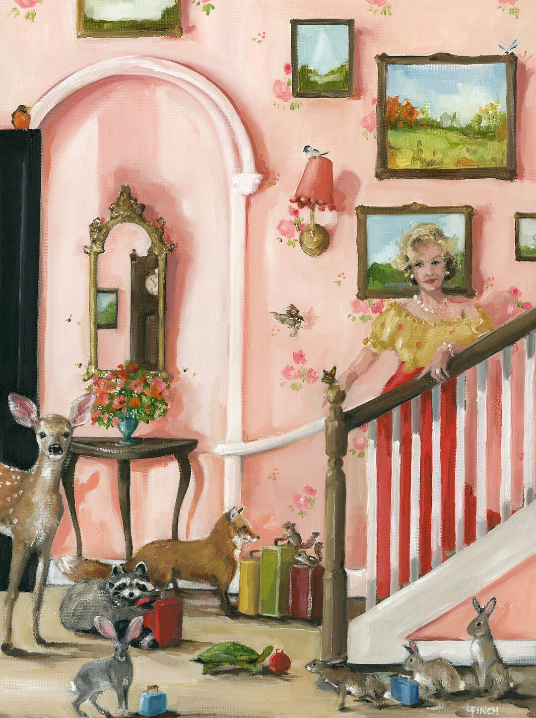 Weekend at Rose Cottage, Fine Art Giclee Print, Whimsical Art, Original ...