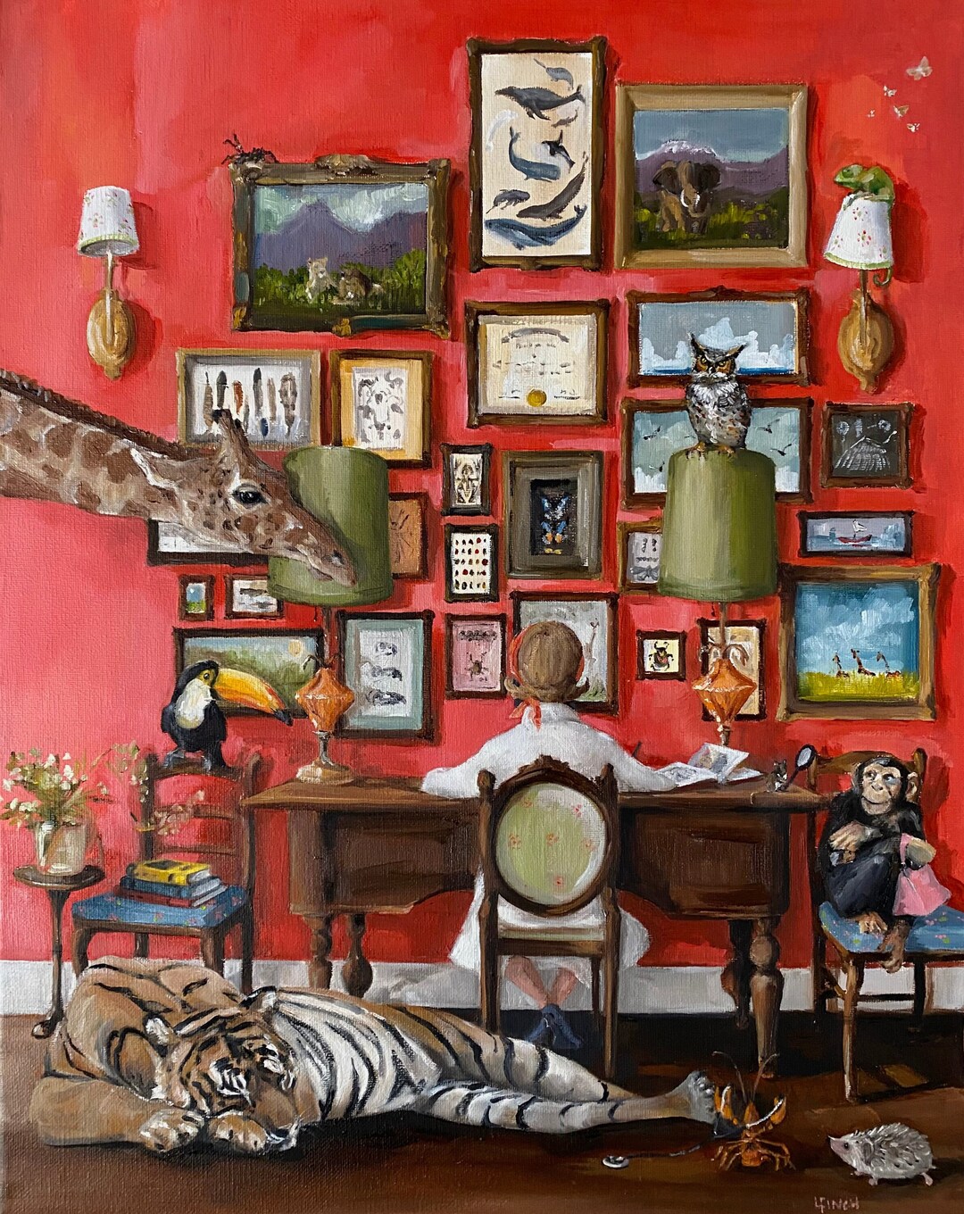 The Zoologist Fine Art Print, Whimsical Art Print, Animal Art, Zoology ...