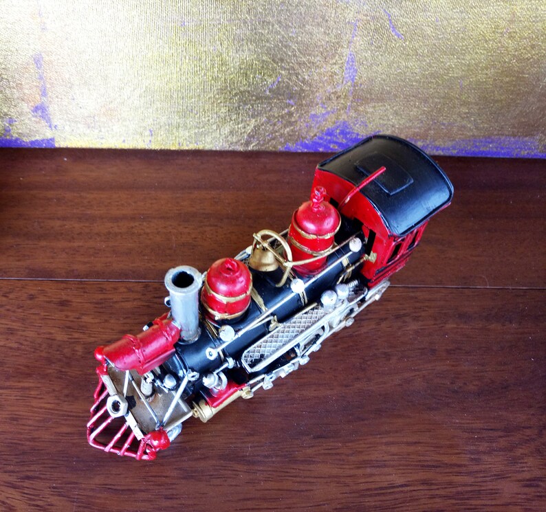 Antique Style Metal Locomotive Model - Red & Black Train Decor - Etsy