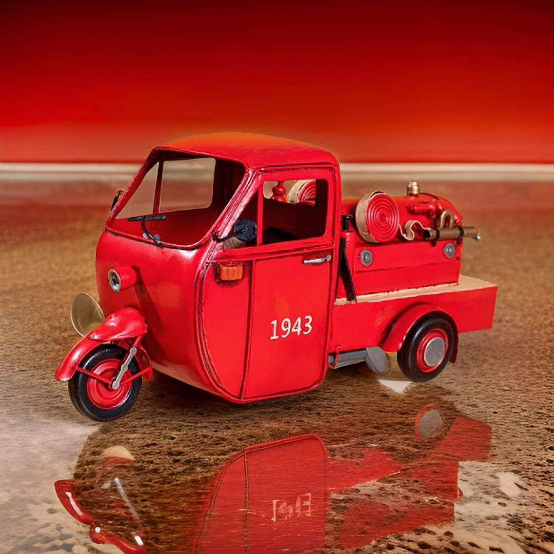 Handmade Antique Red Fire Truck – Vintage Metal Model Car Decor - Etsy