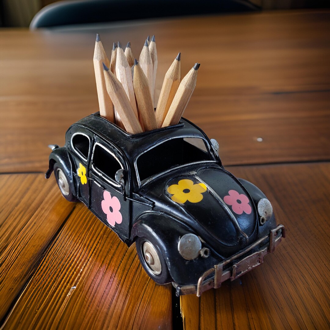 Black Hippie Bohem Beetle -mini Bug Car-vintage Design - Tin Bug Pencil ...