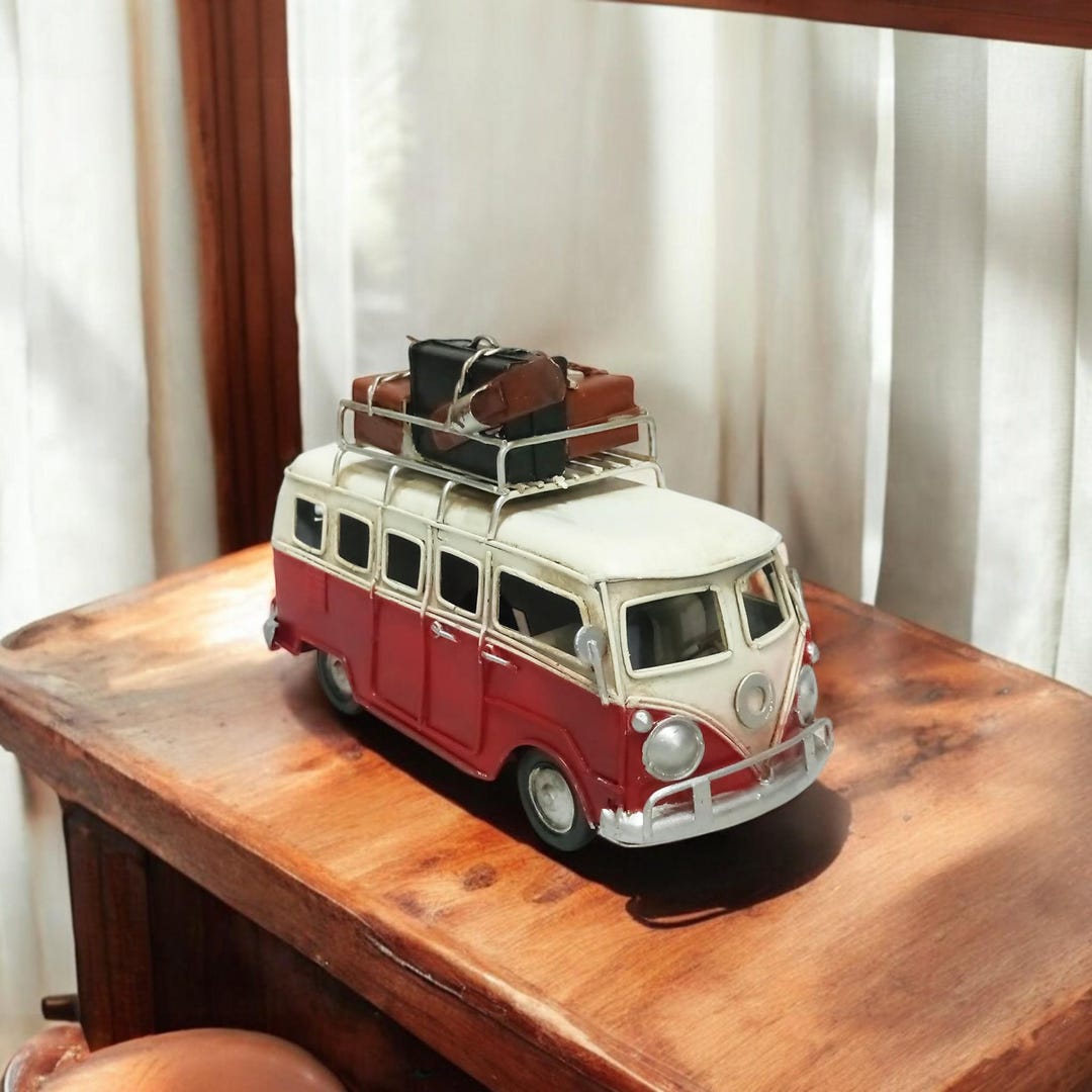 Red-white Camper Van/vintage Design /mini Tin Camper Van -boho Style ...