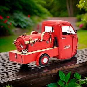 Handmade Antique Red Fire Truck – Vintage Metal Model Car Decor - Etsy