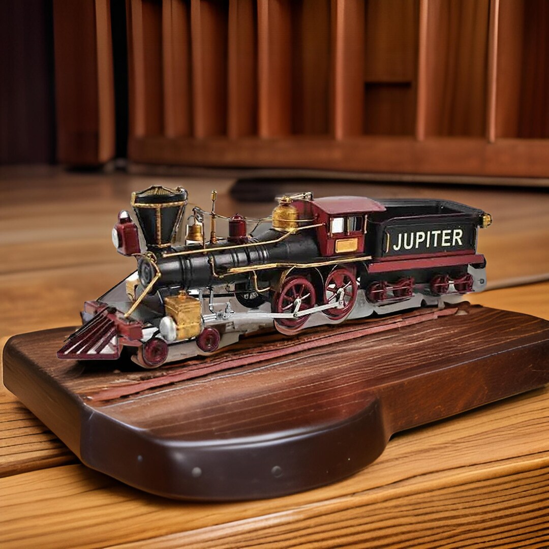 Antique Style Tin Locomotive, Red & Black Train Car, Desk Decor - Etsy