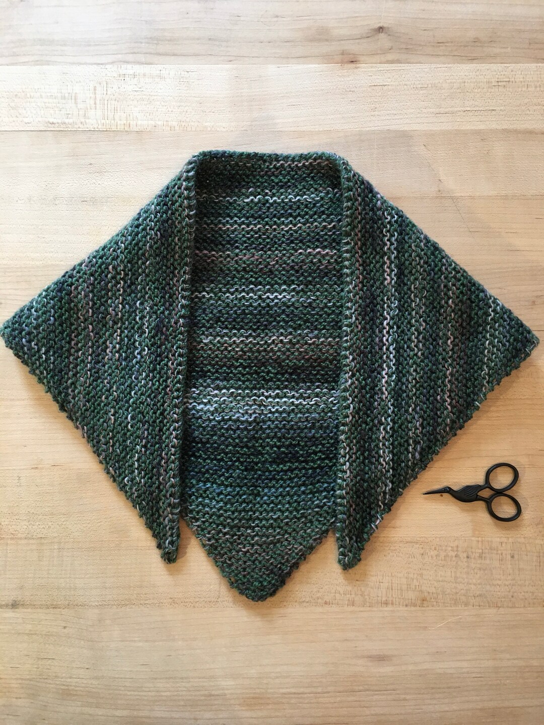 Hand Knit Triangle Neck Cozy, Scarf, Neck Warmer, Forest Green, Earth ...