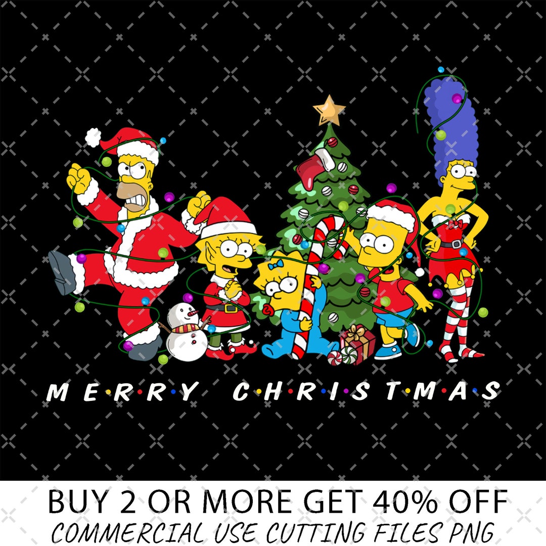 The Simpsons Christmas Lights Merry Xmas Png, Funny Homer Marge Bart ...