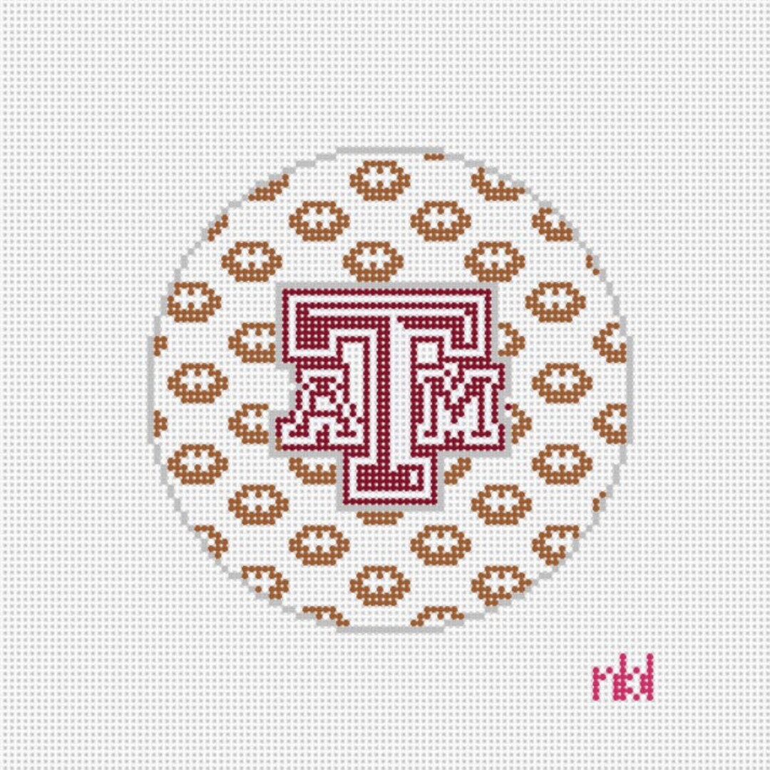 Texas A and M Football Round Needlepoint Canvas - Etsy