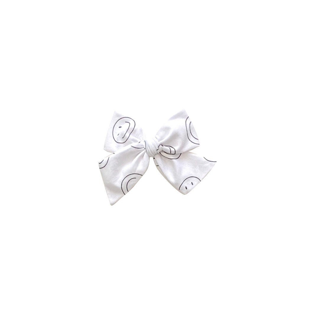 Smiley Face Hair Bow, Happy Face Hair Bow, Baby Headband, Baby Shower ...