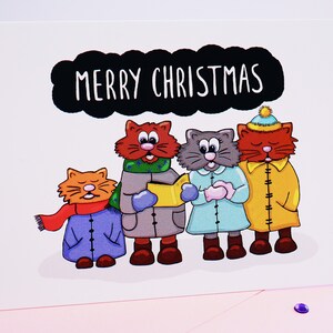 Cats Christmas Card - Singing Christmas Carols - Etsy UK