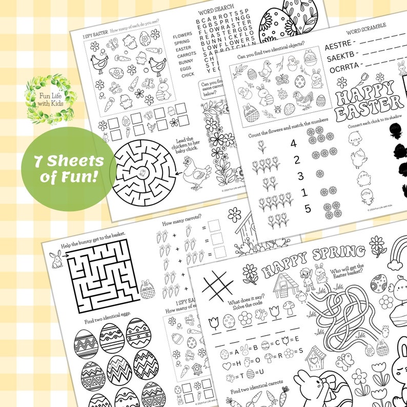 Easter Activity Placemat Bundle for Kids Party and Easter Basket ...