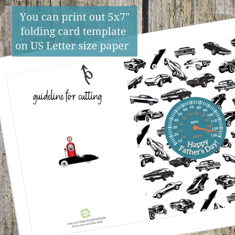 Printable Happy Father's Day Card for the Car Lover, 5x7 Father's Day ...
