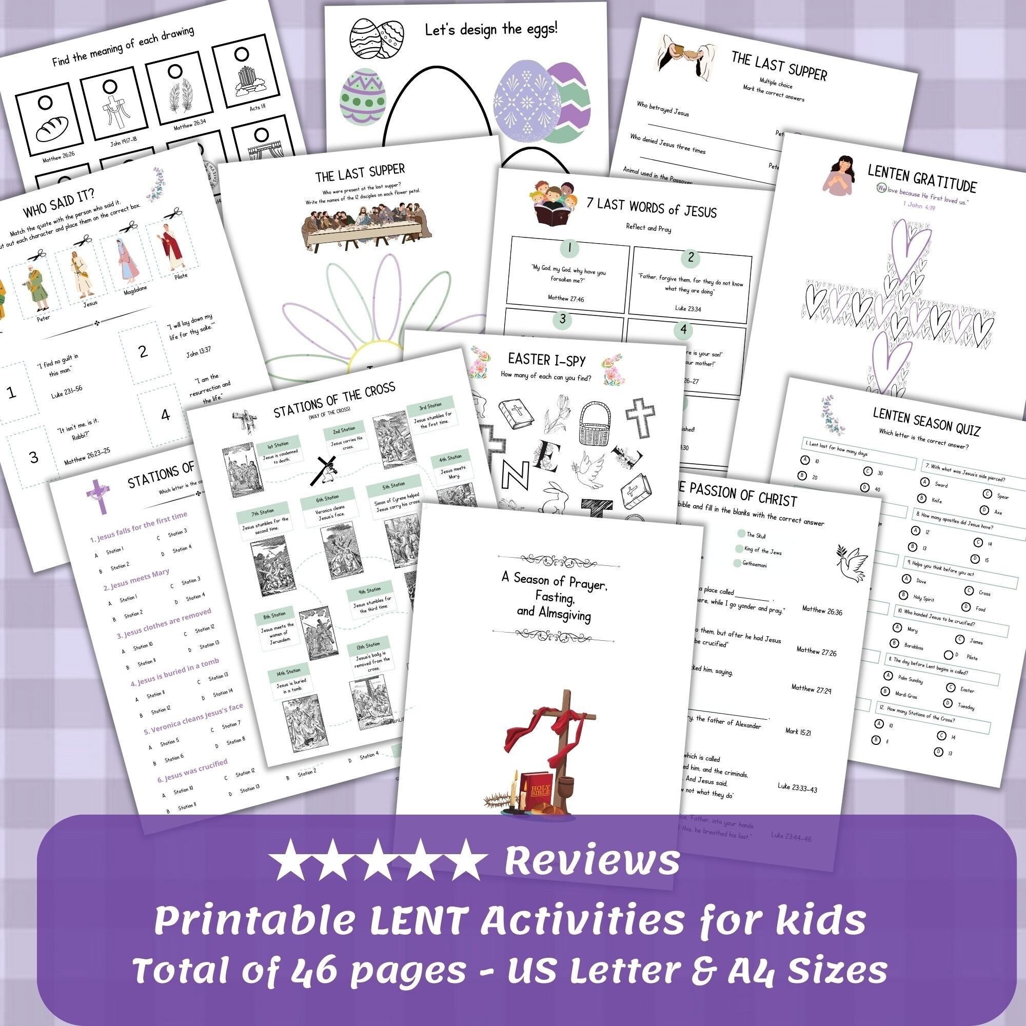 Lent Activity Bundle Printable for Kids, Stations of the Cross and ...