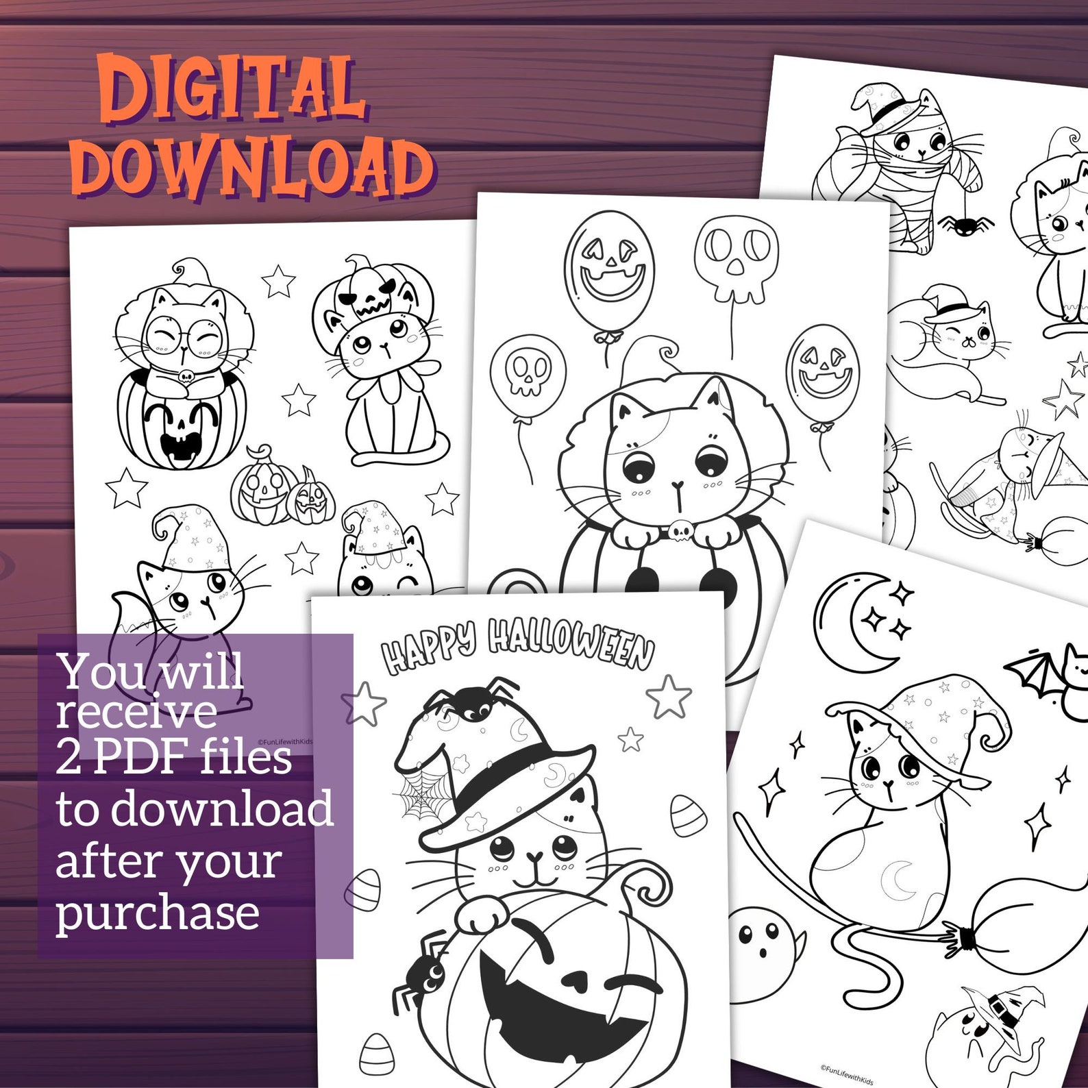 Printable Cute Halloween and Fall Coloring Pages for Kids, Kawaii ...