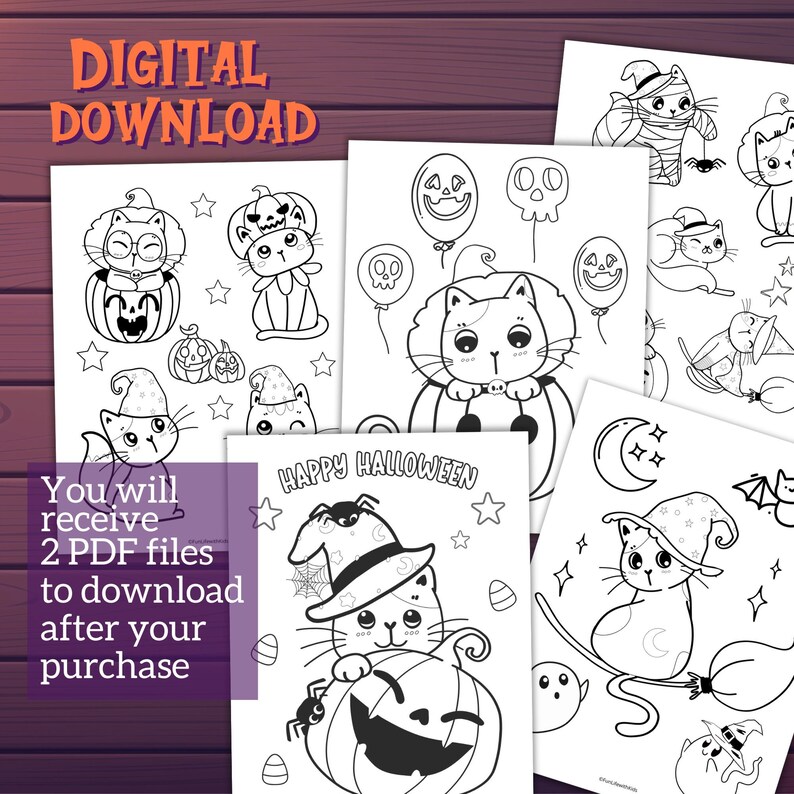 Printable Cute Halloween and Fall Coloring Pages for Kids, Kawaii ...