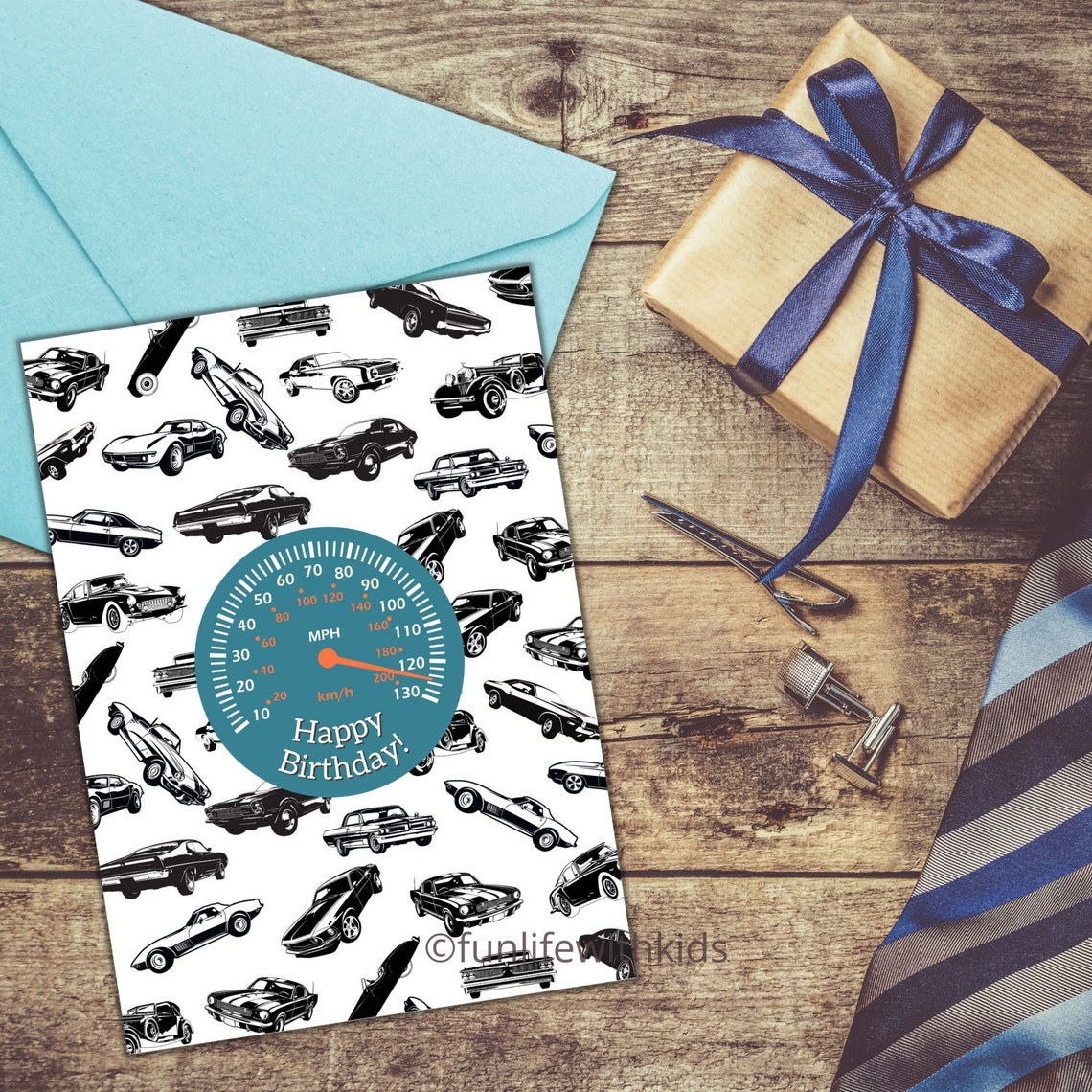 Printable Happy Birthday Card for the Car Lover, 5x7 Happy Birthday ...