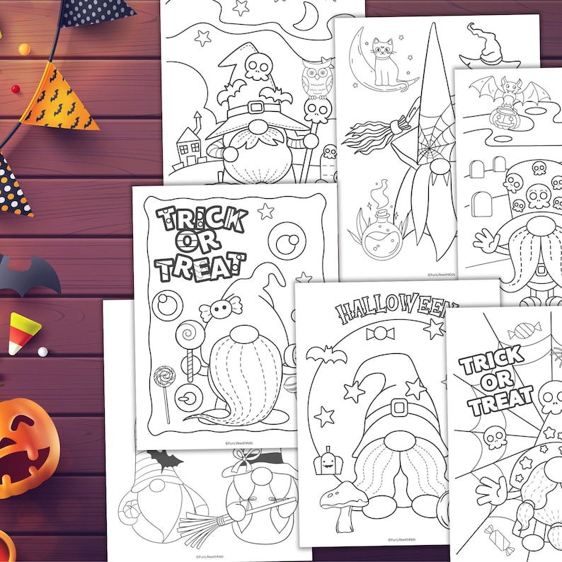 Printable Cute Halloween and Fall Coloring Pages for Kids, Kawaii ...
