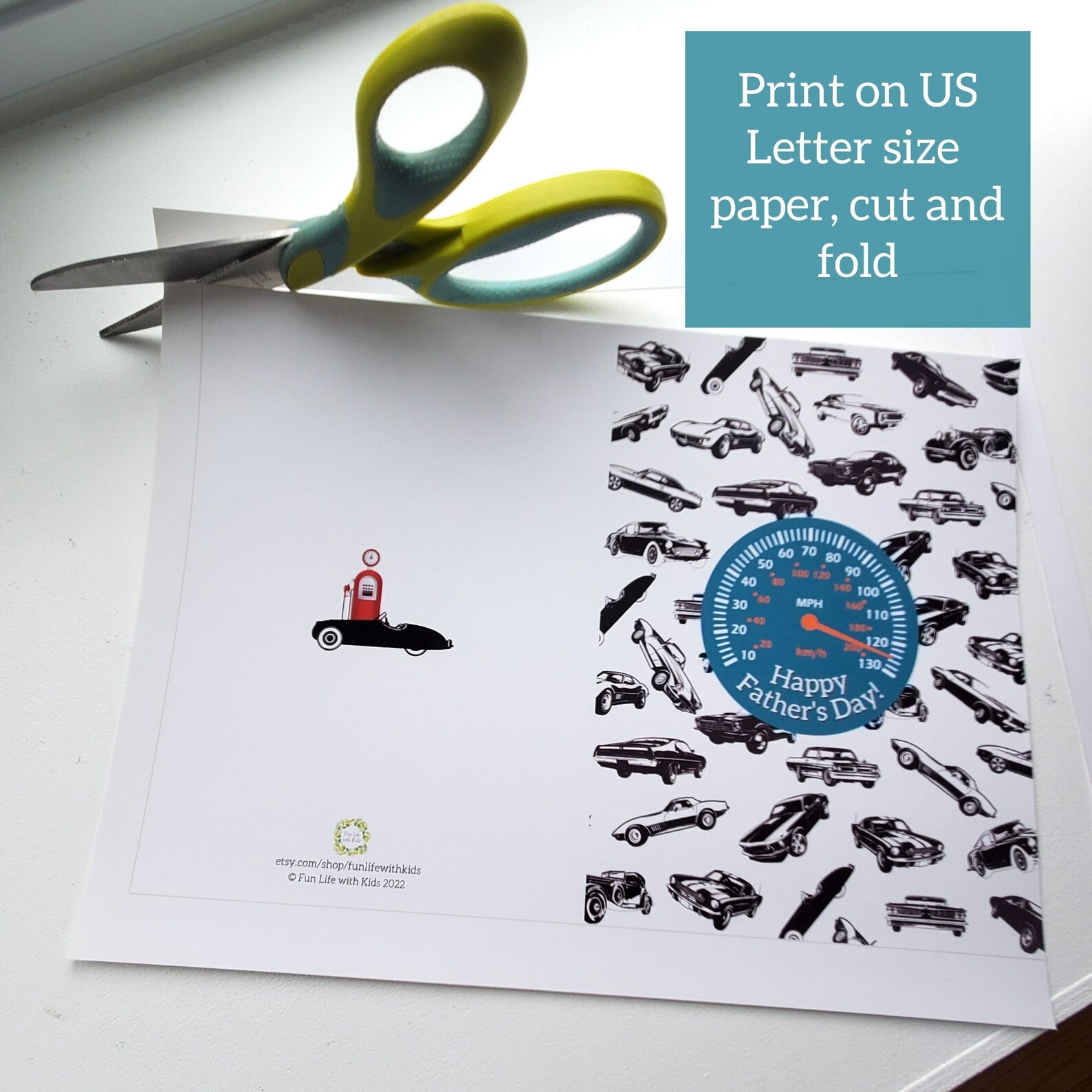 Printable Happy Father's Day Card for the Car Lover, 5x7 Father's Day ...