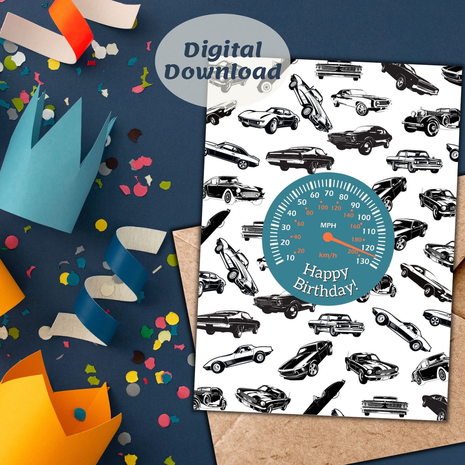 Printable Happy Birthday Card for the Car Lover, 5x7 Happy Birthday ...