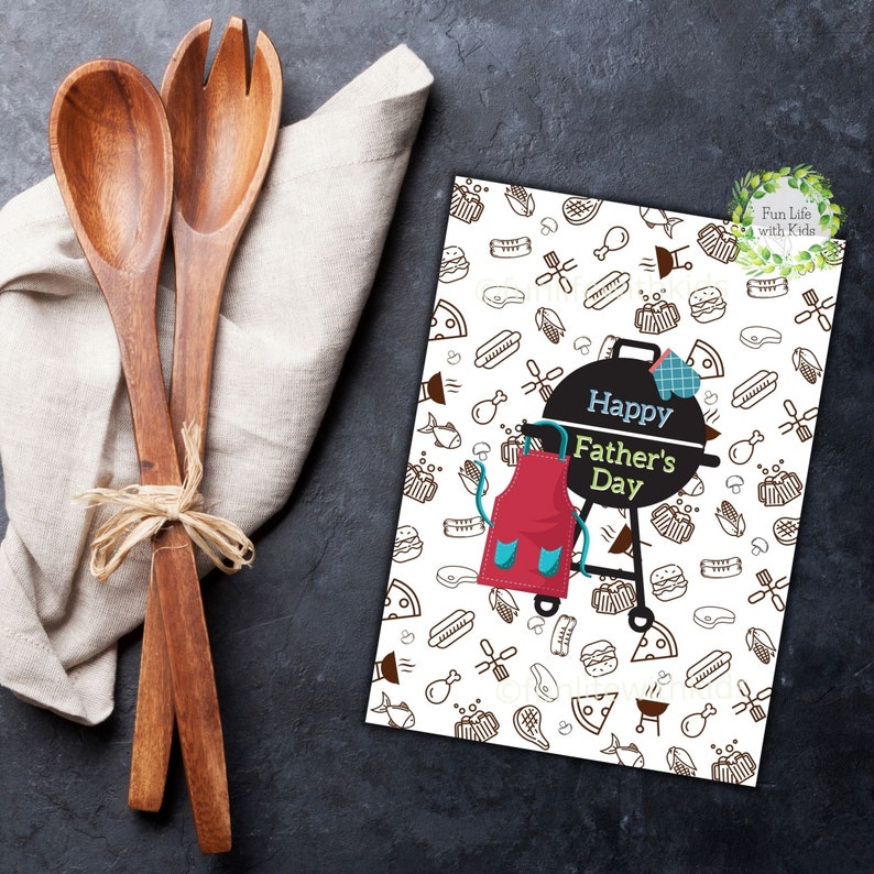 Printable Happy Father's Day Card for the Grill Lover, Food Lover, and ...