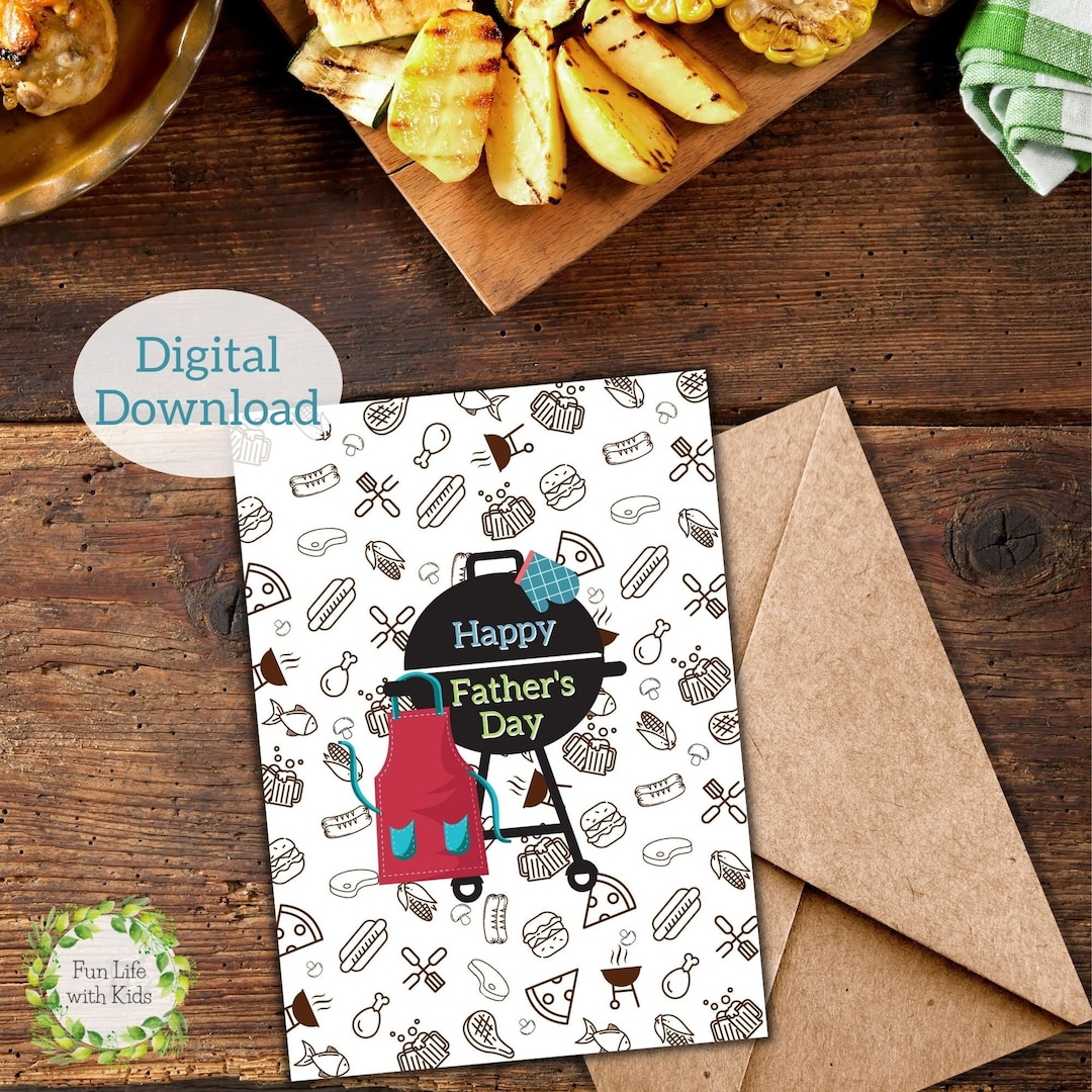 Printable Happy Father's Day Card for the Grill Lover, Food Lover, and ...