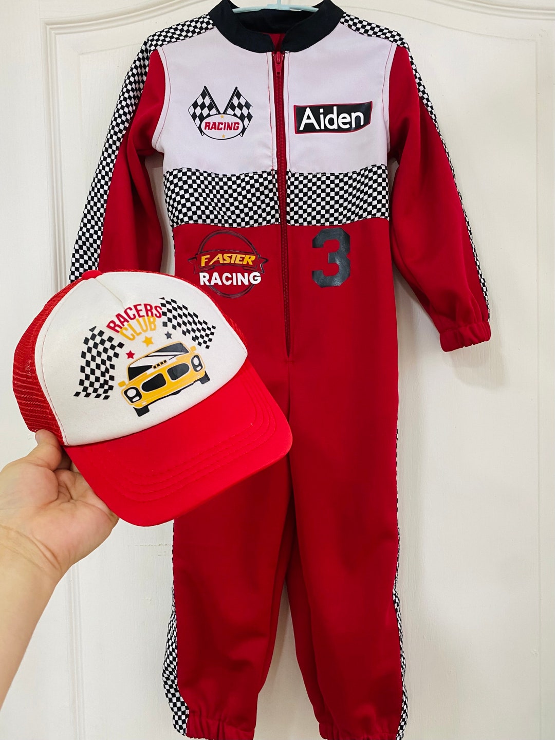 Traje De Niño / Personalized Kids Racer Costume With Hat / Custom Red ...
