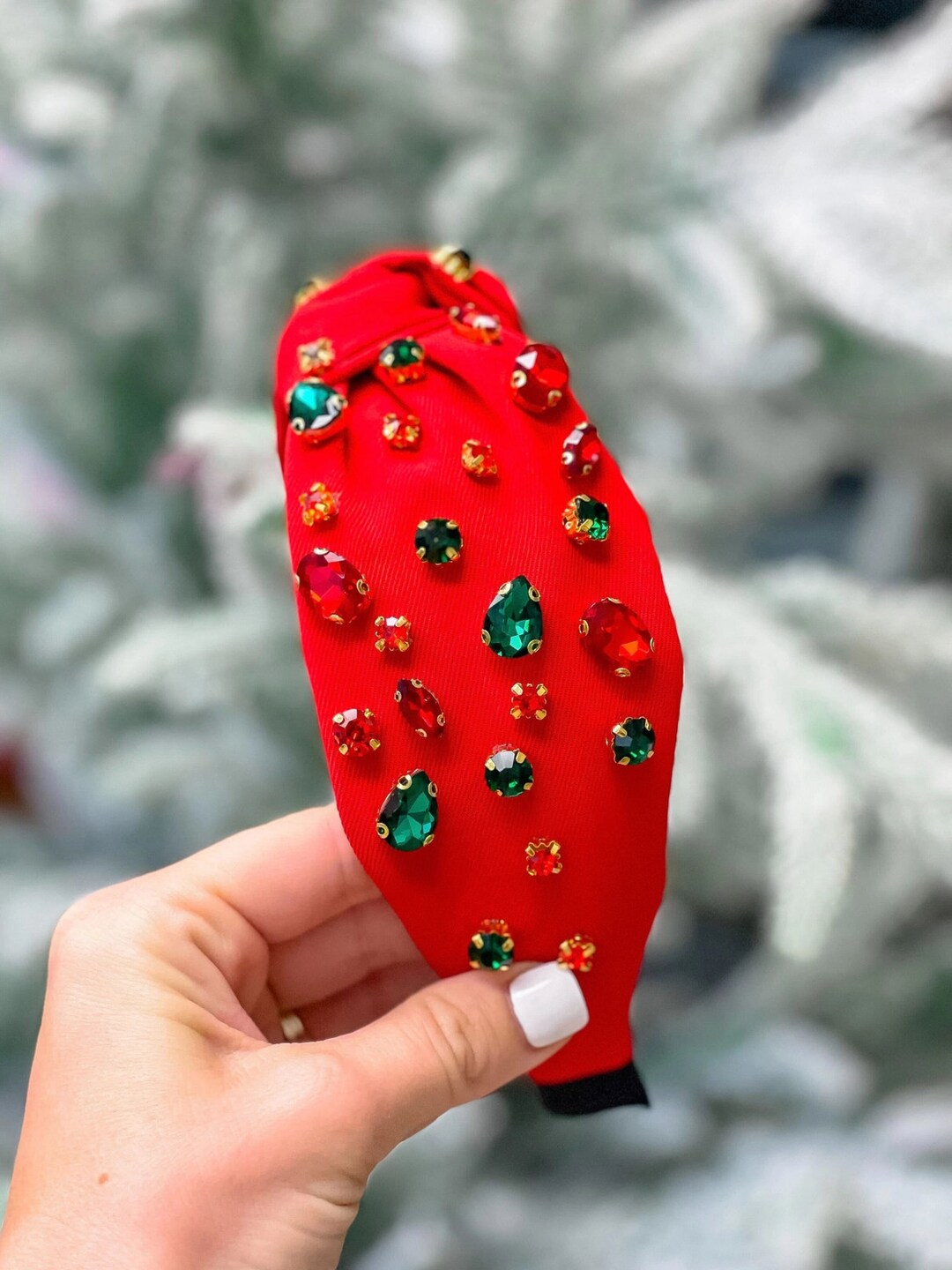 Holiday Jeweled Top Knot Headband/christmas Headbands/colorful ...