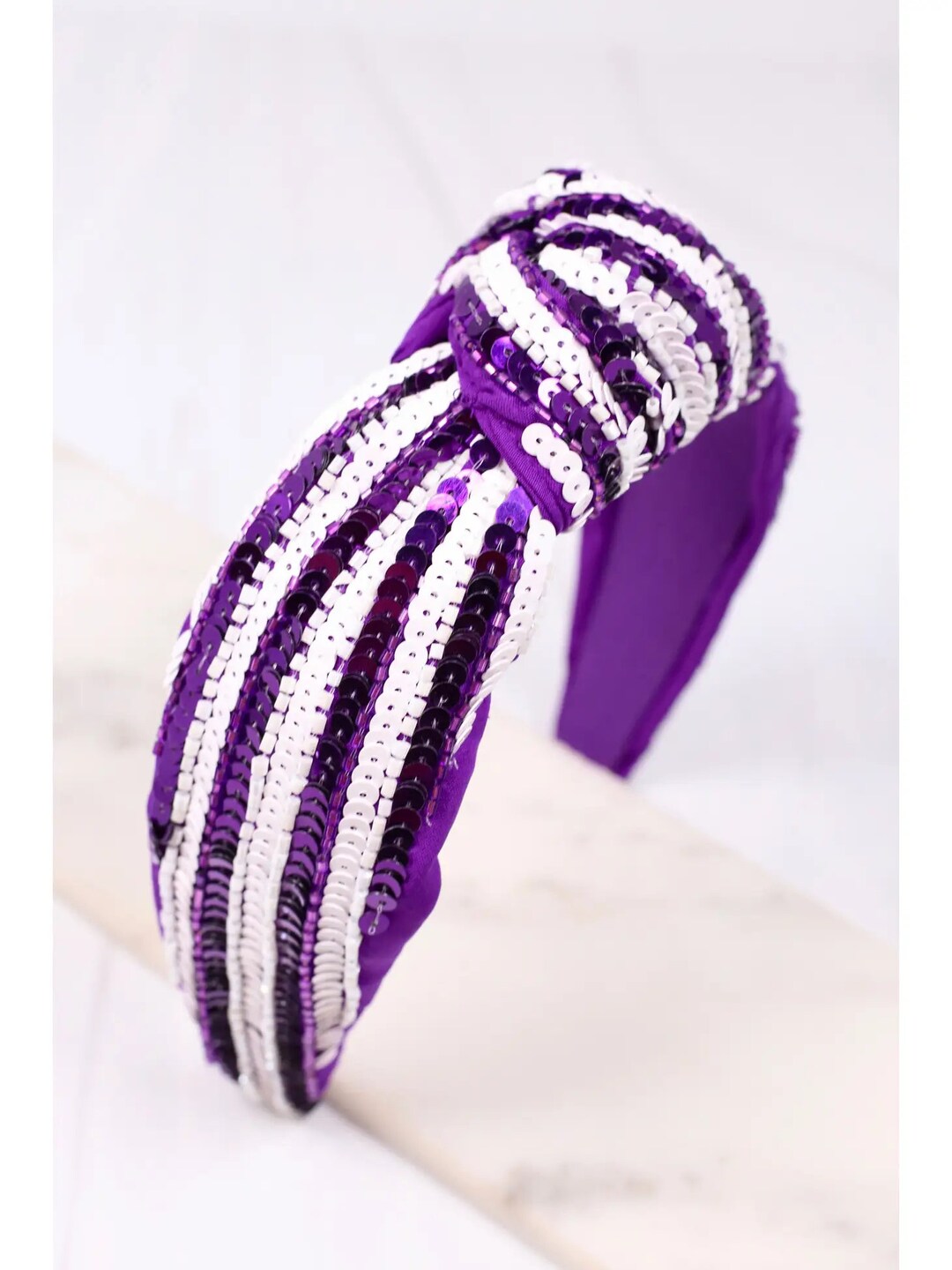 Purple and White Sequin Headband/ Game Day Headband/lsu Headband ...