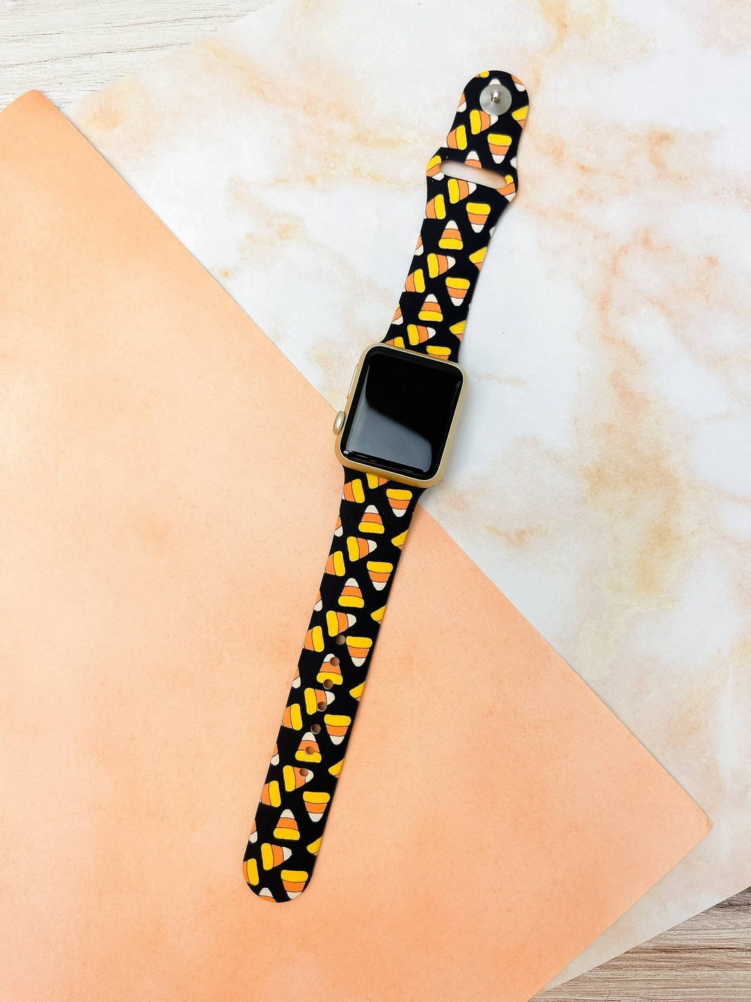 Silicone Apple Watch Band/candy Corn Printed Watch Band/halloween Smart ...