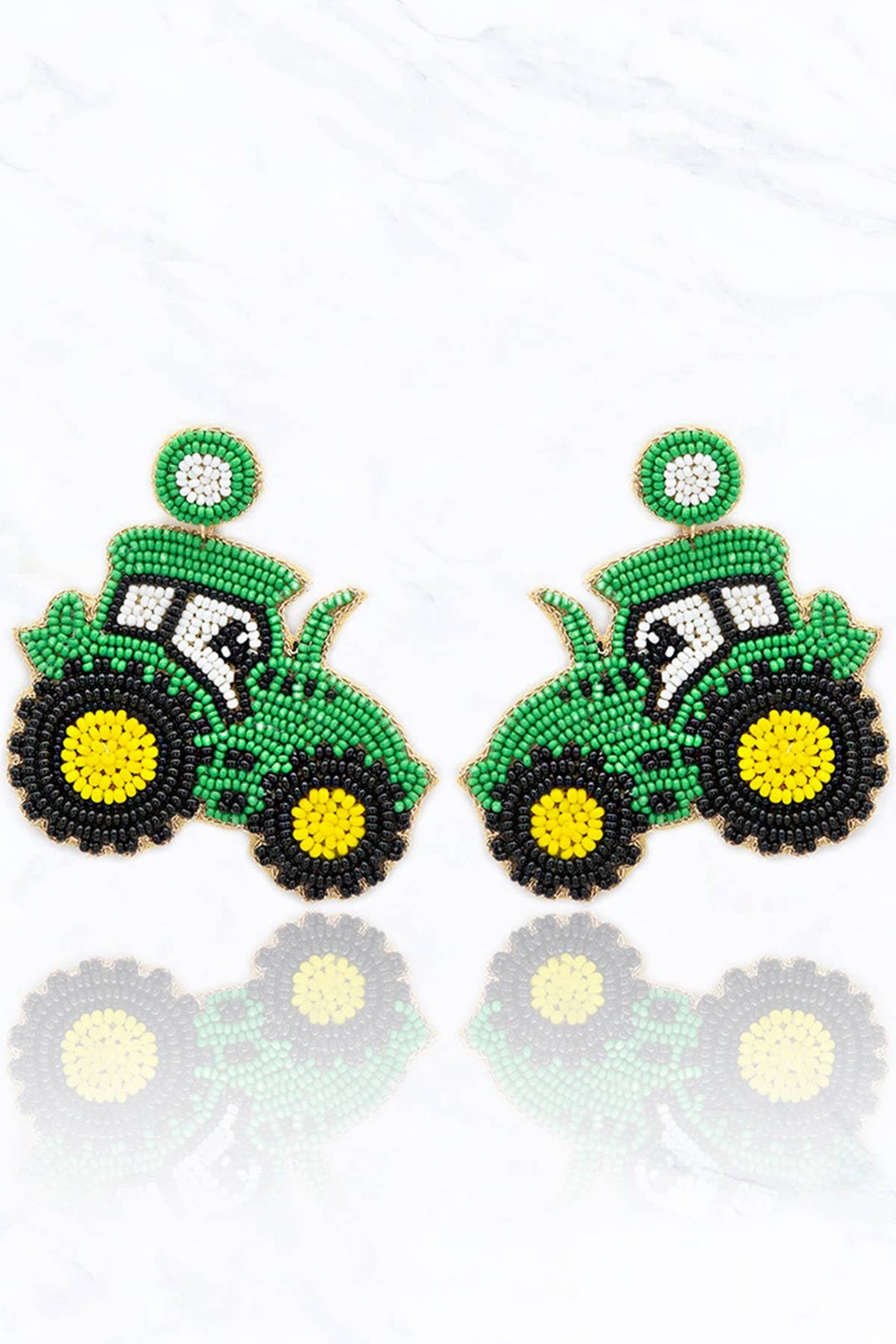 Seed Bead Tractor Earrings/john Deere Tractor Beaded Earrings/farm ...