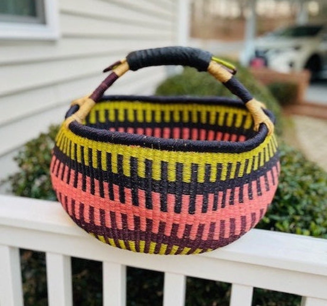 Large Bolga Basket/market Basket/ghana Basket/farmer's Market Basket - Etsy