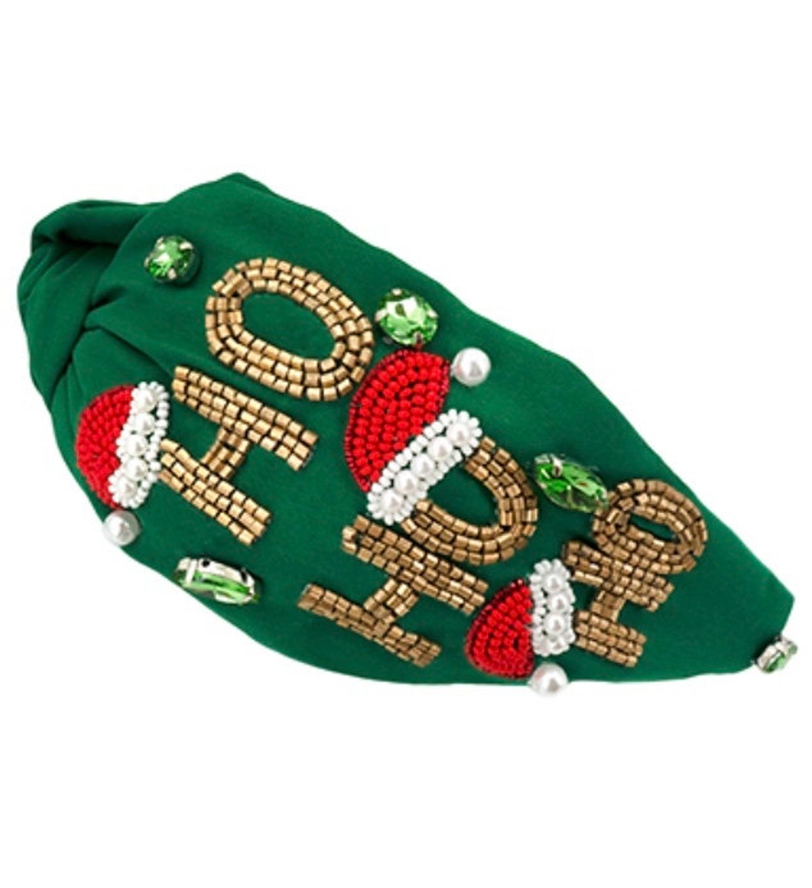 Holiday Santa Beaded Top Knot Headband/christmas Santa Headbands ...