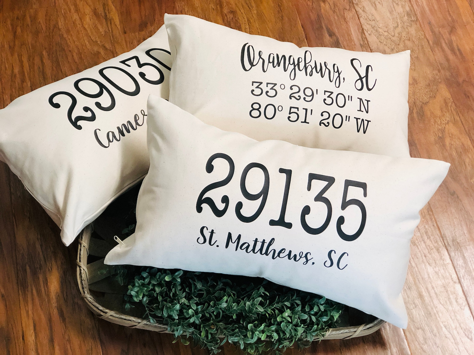 Personalized Zip Code Pillow/coordinates Pillow/farmhouse - Etsy