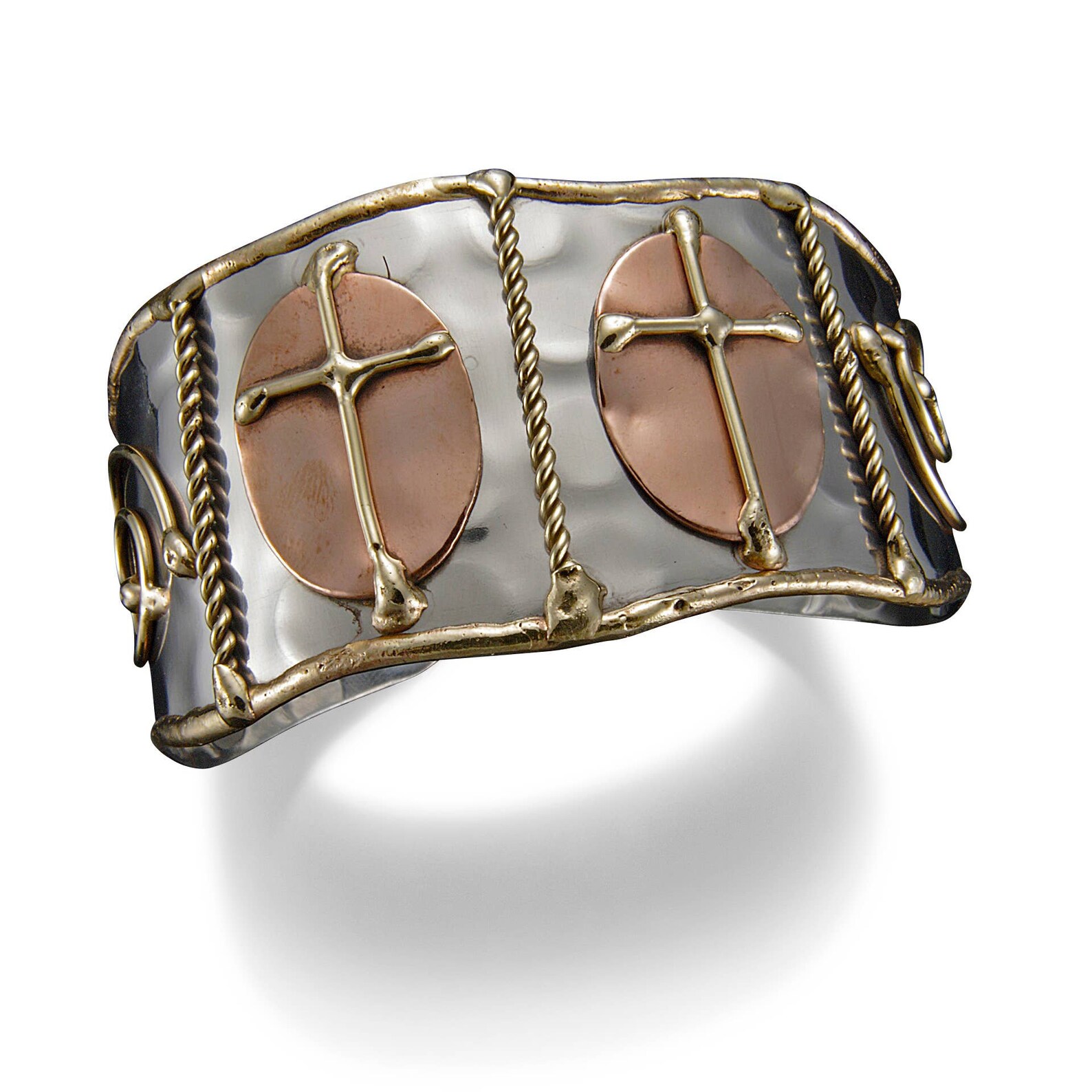 Mixed Metal Cross Cuff Bracelet/cross Cuff Bracelet/stainless, Brass ...