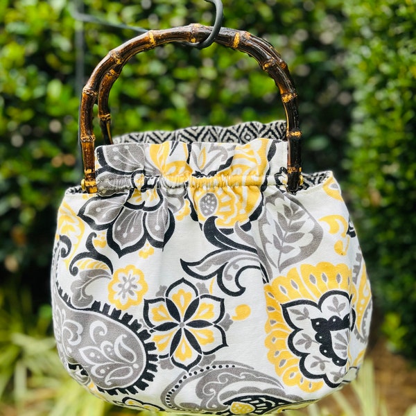 Bamboo Handle Bag - Etsy