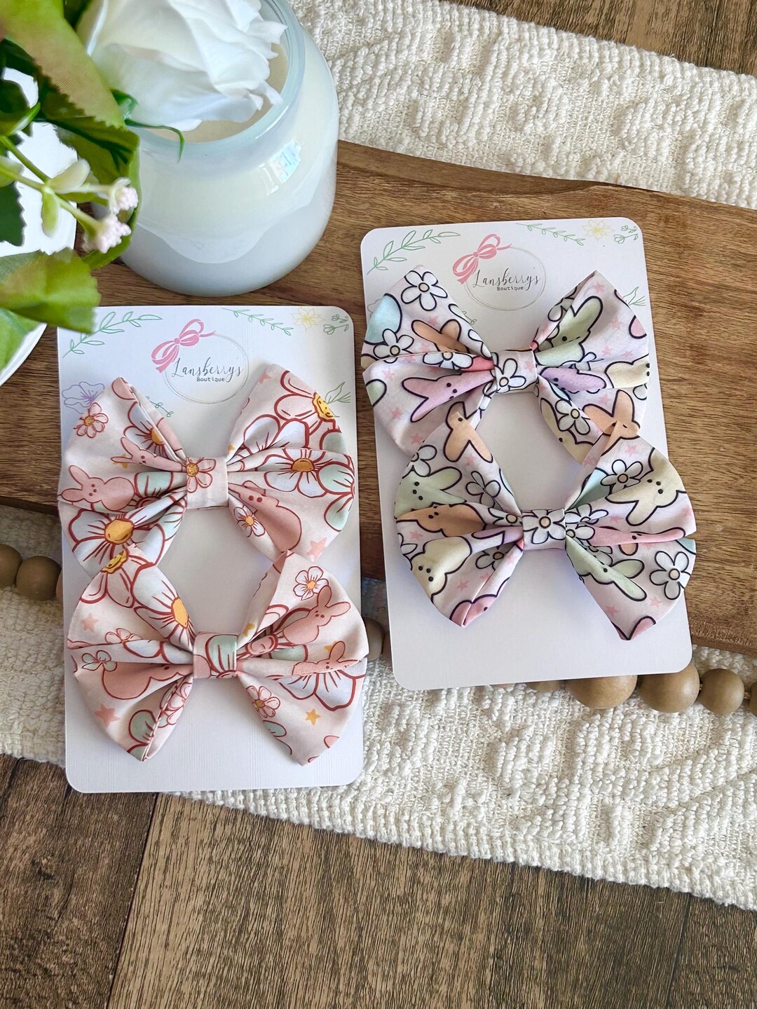 Easter Hair Bows Pig Tails Bunny Bow Little Girls Hair Bows Hair ...