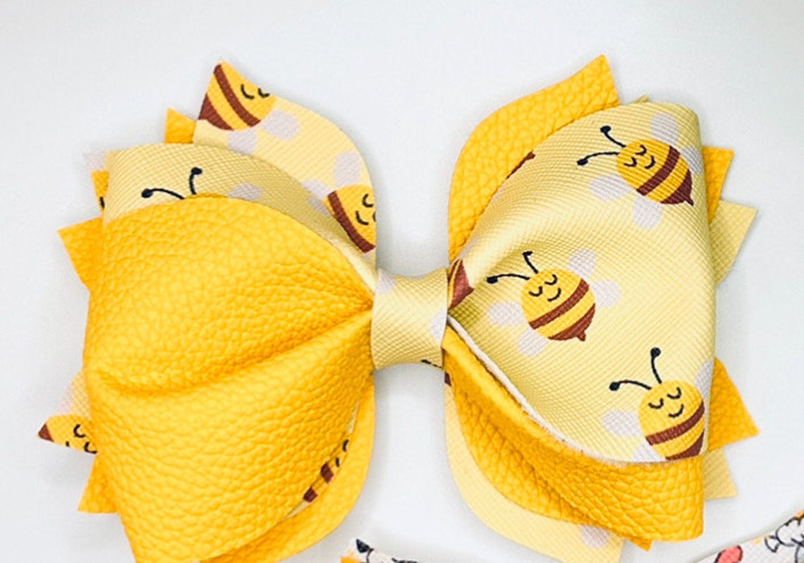 Back to School Bumble Bee Hair Bow Yellow Summer Vibes Bright Colors ...