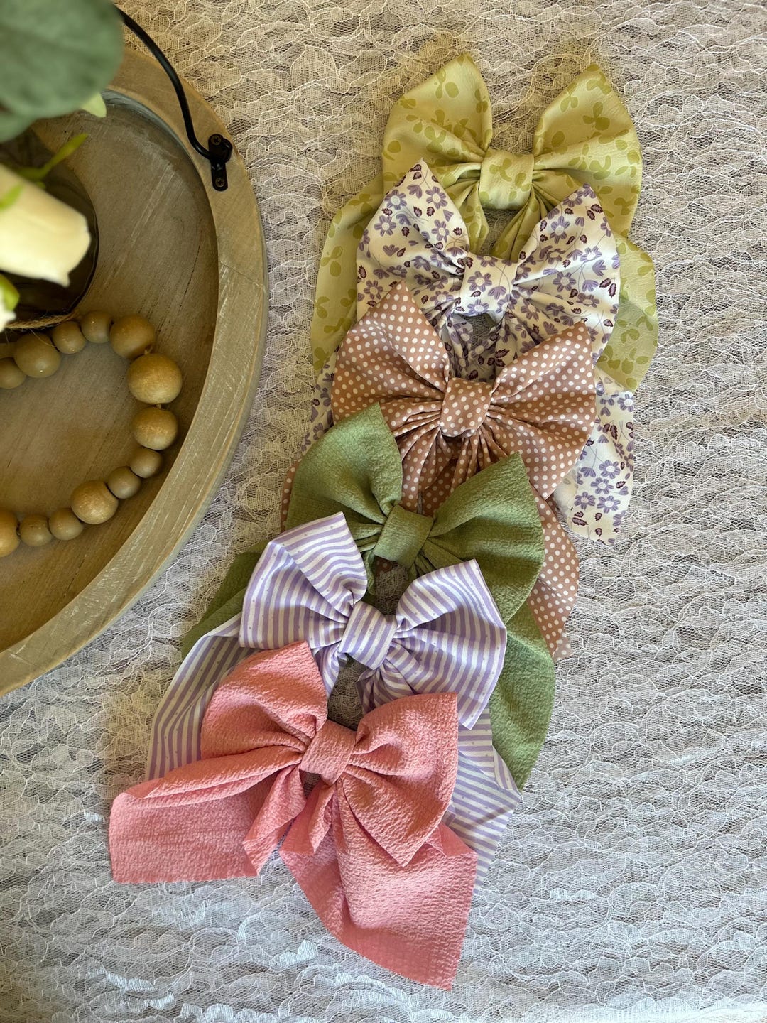 Floral Tail Hair Bow Flower Hair Bows Adult Hair Bows Coquette Hair Bow ...