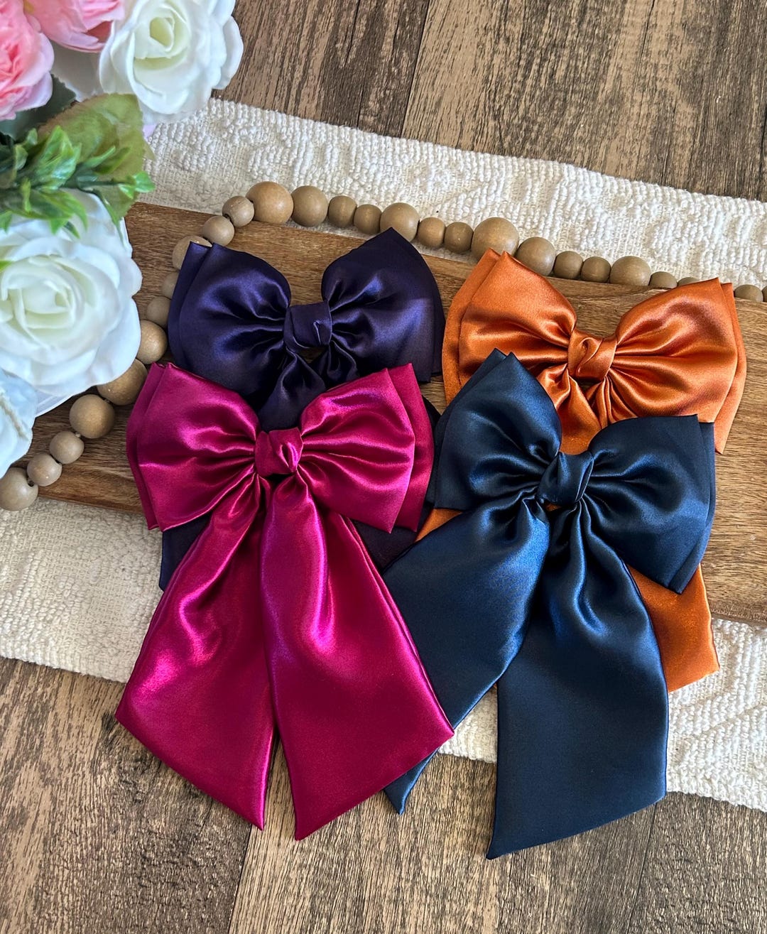 Hair Bow Satin Long Tail Coquette Bow Big Hair Bow Women Hair ...