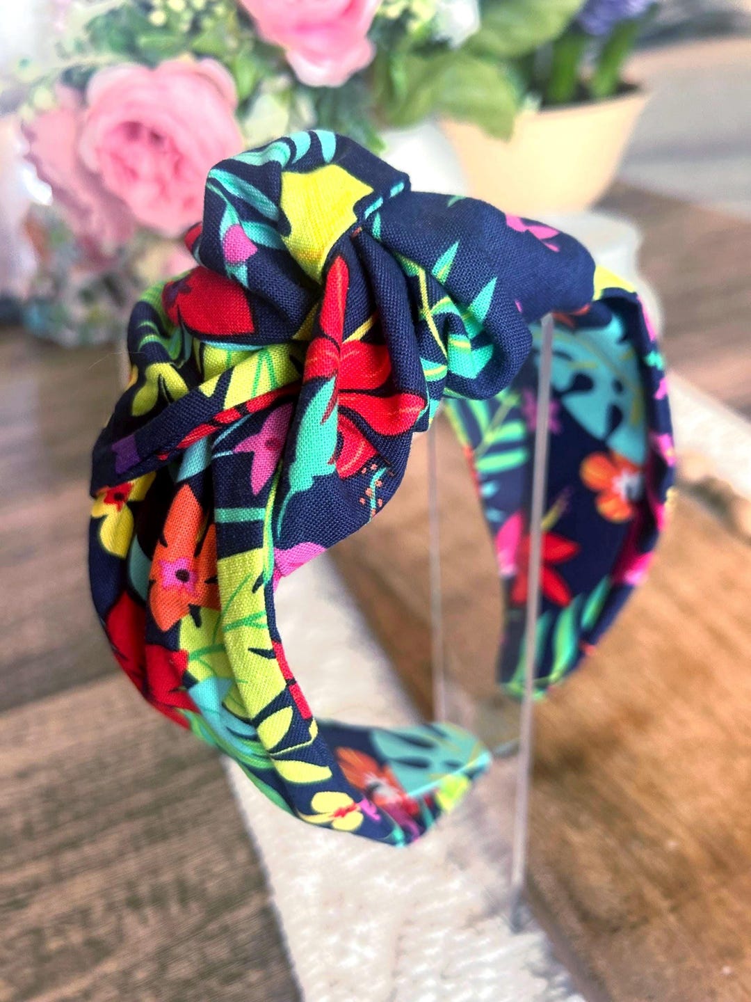 Tropical Floral Headband Wide Big Top Knot Cotton Women Summer ...